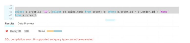 SQL compilation error: Unsupported subquery type. - Cloudyard