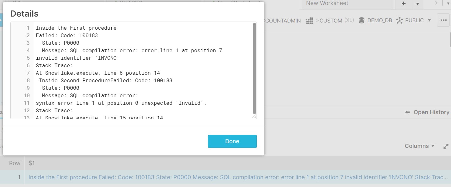 Stored Proc Error Logging: Unload to Stage - Cloudyard