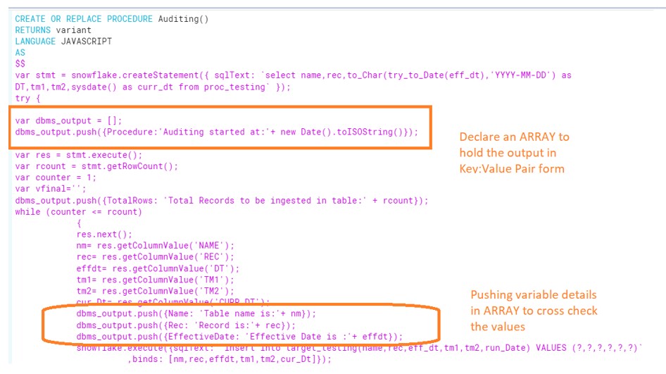 Logging DBMS OUTPUT In Snowflake Stored Procedures Cloudyard