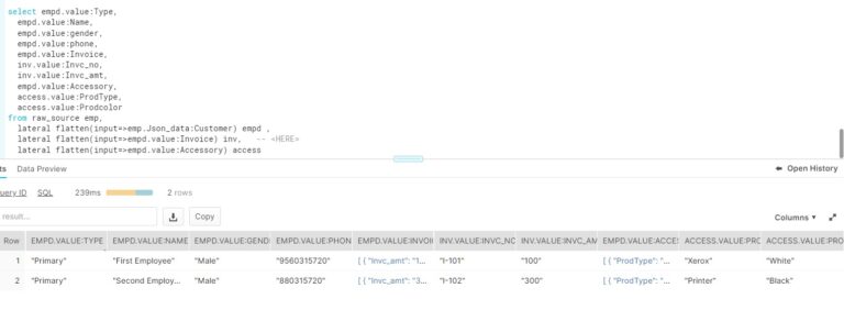 Snowflake: FLATTEN JSON with OUTER switch - Cloudyard