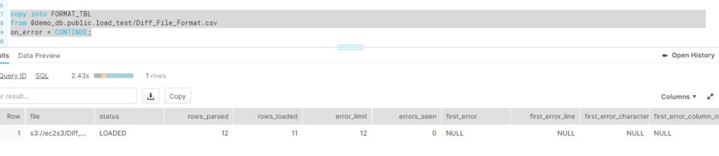 FILE FORMAT Parameters - Cloudyard