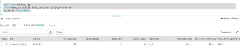 FILE FORMAT Parameters - Cloudyard