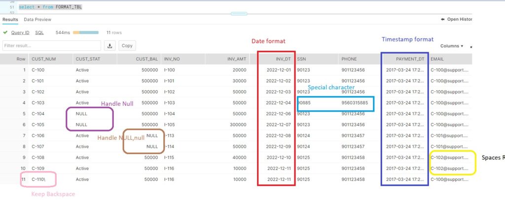 FILE FORMAT Parameters - Cloudyard