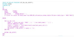 GET_DDL: Sql Script, JS and Python - Cloudyard