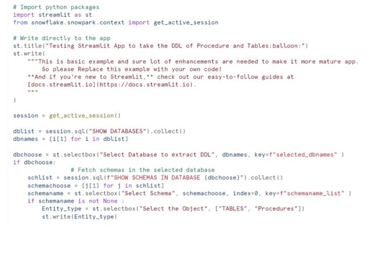 Streamlit App: Export DDL - Cloudyard