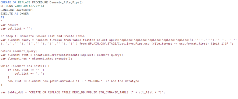 Dynamic Table Creation Using File Headers - Cloudyard